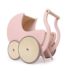 Kinderfeets Pram Walker - Toy Stroller for for Babies, Kids, and Toddlers | Sustainable and Eco-Friendly | 2-in-1 Walker and Stroller Design (Rose)