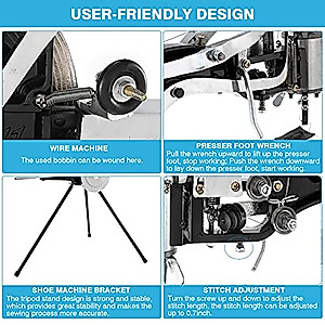 IRONWALLS Leather Cobbler Manual, Heavy Duty Hand Shoe Repair Mending Sewing Machine with Needles, Leather Stitching Sewing Machine for Canvas Cotton Linen, Bags, Cloths, Tents