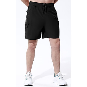 Rdruko Men's Work Hiking Shorts Lightweight Quick Dry Outdoor Cargo Shorts with Pockets(Black, US XL)