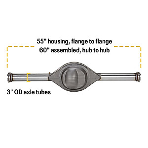 Speedway Motors Fabricated Rear-End Axle Housing, Fits Ford 9 Inch, 60 Inch Width, Pumpkin Centered Housing, Vent on Driver Side Axle Tube, Includes Studs