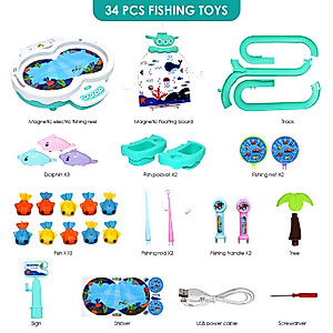 Eapura Fish Game| 3in1 Fishing Game Toys for Kids,34 PCS Fish Games Toys for Kids,Story-Toddler Preschool Learning Toys STEM Toys