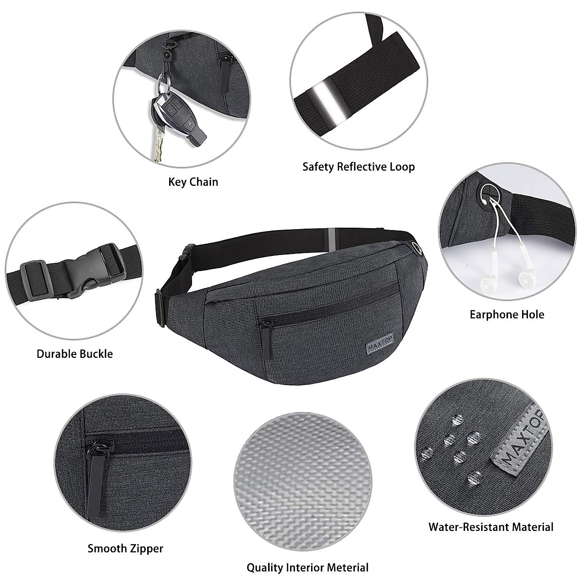 Crossbody Fanny Pack Belt Bags Women Men Shoulder Sling Bag with 4-Zipper Pockets,Gifts for Enjoy Sports Festival Workout Traveling Running Casual Hands-Free Waist Pack Carrying All Phones, Large