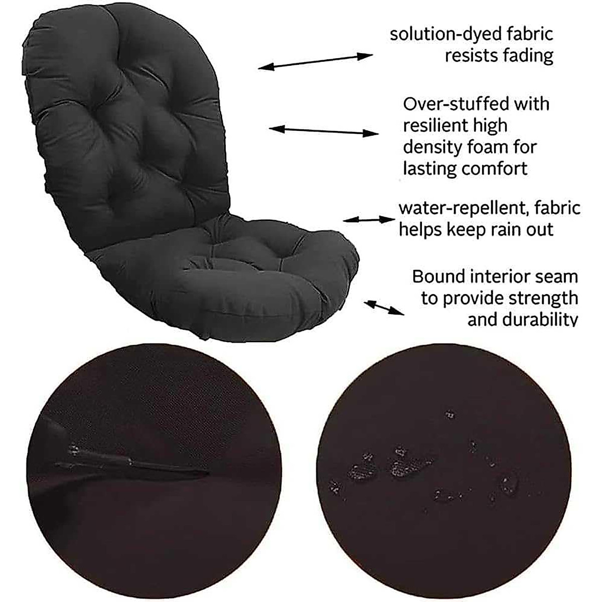 FUYAO Swivel Rocker Chair Cushion, Soft Thicken Washable Rocker Cushions Replacement for Outdoor/Indoor Recliner Rattan Folding Chair Garden Patio Mat