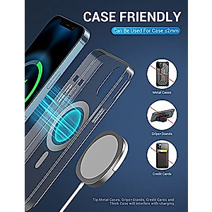 iPhone 14 Magnetic Wireless Charger - Super Fast Mag Charging and 20W USB-C Wall Plug Compatible with iPhone 14 13/13 Pro / 13 Pro Max / 13 Mini/ 12/12 Mini/ 12 Pro/12 Pro Max/AirPods Pro - Silver