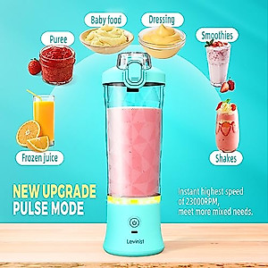 20oz Portable Blender, 5000mAh Rechargeable Personal Blender For Shakes and Smoothie, 6 Stainless Steel Blades USB and BPA-Free Mini Portable Blender for Fresh Juicer Kitchen/Gym/Travel/Office