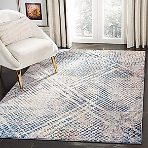 SAFAVIEH Monray Collection Area Rug - 8' x 10', Blue & Multi, Modern Abstract Distressed Design, Non-Shedding & Easy Care, Ideal for High Traffic Areas in Living Room, Bedroom (MNY656E)