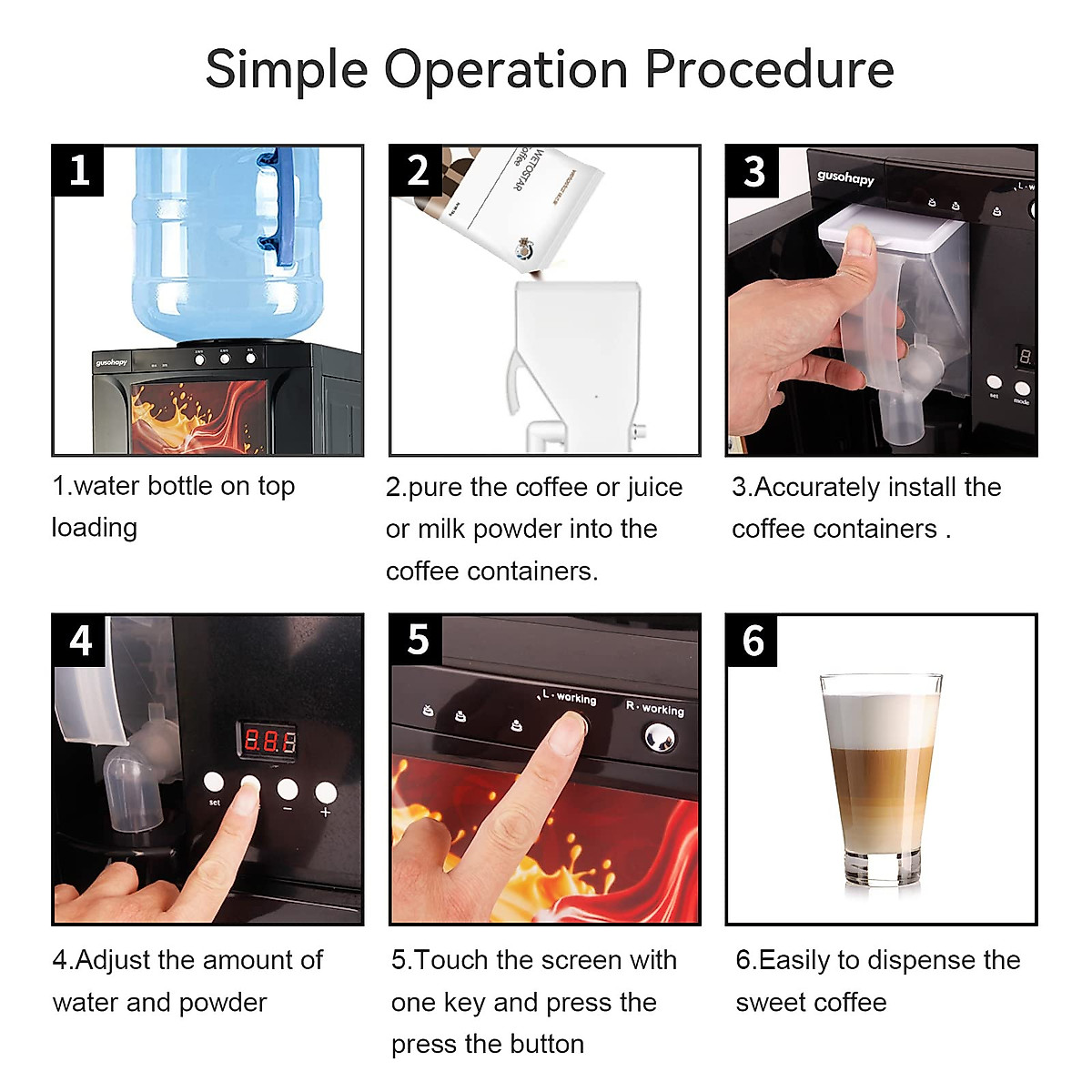 Gusohapy 2 Flavors Top Loading Commercial Instant Coffee Milk Tea Machine Commercial Beverage Dispenser Self Cleaning