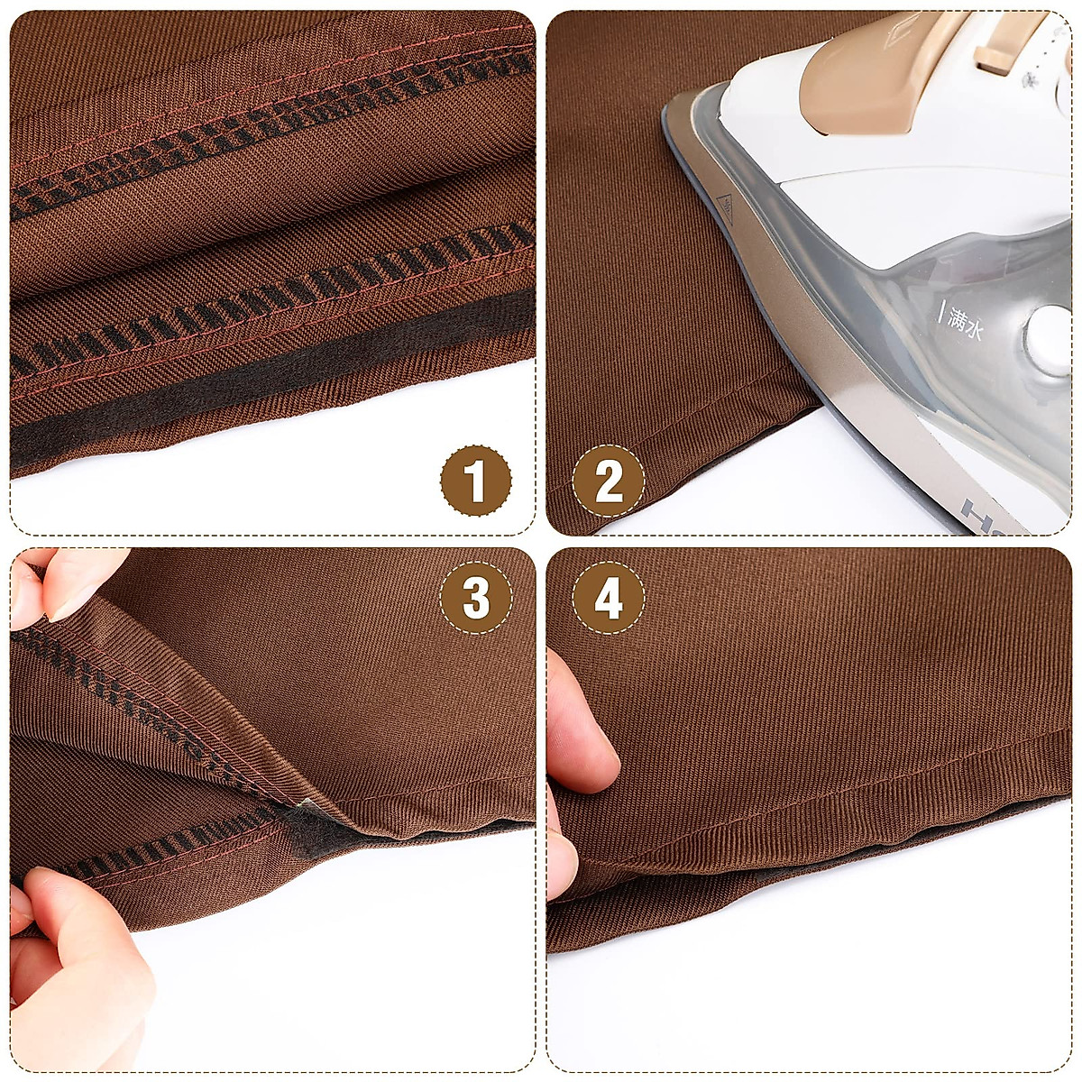 Outus Iron on Hem Tape Fabric Fusing Hemming Tape Wonder Web Adhesive Hem Tape for Pants Each 27 Yards, 2 Pack (Black, White, 3/8 Inch)