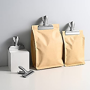 6 Packs 3Inch / 76mm Wide Stainless Steel Clip, Heavy Duty Chip Bag Clips, for Food Bags Sealing Coffee Bags Sealing in Kitchens Offices,6 Pcs Silver