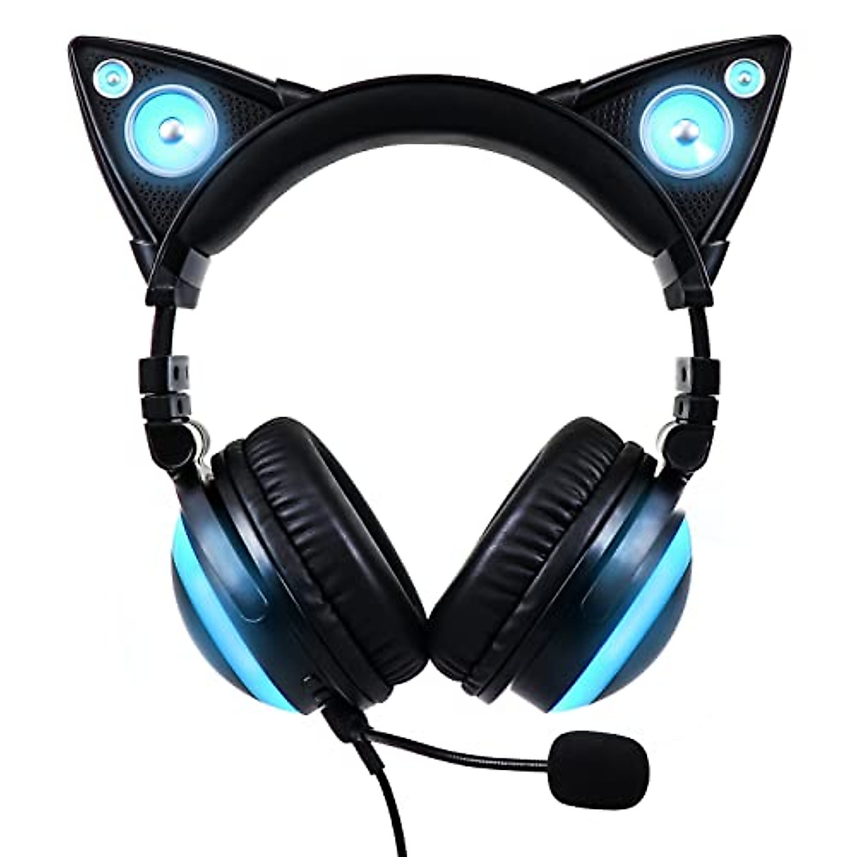 Axent Wear New Edition Wireless Cat Ear Headphones (12 Color Changing) 3.5mm Jack, Bluetooth&Wired Connection (Black)