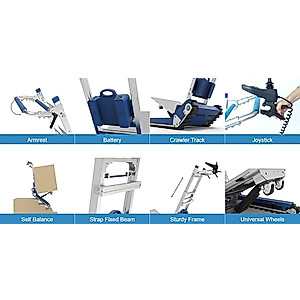 XSTO CT420C Powered Heavy Duty Track Stair Climbing Hand Truck, 926 lbs Load Capacity, Electric Semi-Automatic Stair Climber Cart for Material Handling