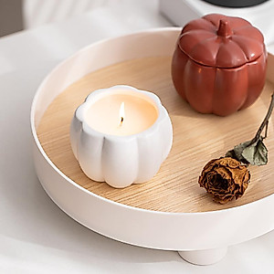 123Arts Ceramic Pumpkin Candle Holder with Lid, Halloween Decorative Ornament,Without Candle