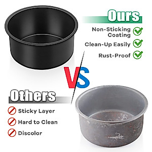 TeamFar 4 Inch Cake Pan, 6pcs Mini Round Baking Layer Cake Pan, with Non-Stick Coating Stainless Steel Core for Birthday, Party, Wedding, Healthy & Heatproof, Release Easily & Easy Clean