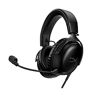 HyperX Cloud III – Wired Gaming Headset, PC, PS5, Xbox Series X|S, Angled 53mm Drivers, DTS, Memory Foam, Durable Frame, Ultra-Clear 10mm Mic, USB-C, USB-A, 3.5mm – Black