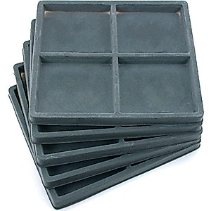 RJ Displays 5 Pack Grey 4 Compartment Slot 1/2 Size Jewelry Display Tray Inserts Gemstones Jewelry Display Retail store Tradeshow