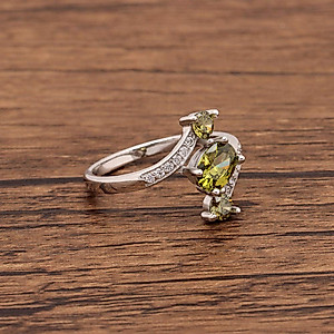 Ginger Lyne Collection Three Stone Sterling Silver CZ Engagement Birthstone Ring Size 12