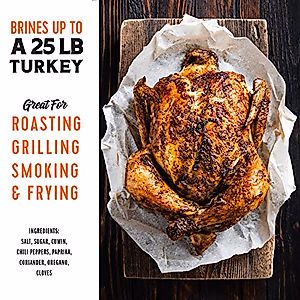 Fire & Flavor Cajun Turkey Brine Kit - Includes Bag and Poultry Seasoning for Roasting, Grilling, Smoking, and Frying Birds Up to 25 lbs