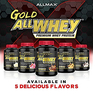 ALLMAX Nutrition - Gold ALLWHEY Protein Powder, Whey Protein Blend for Strength and Muscle Gains, Post Workout Recovery, Gluten Free, 24 Grams of Protein, Chocolate, 5 Pound