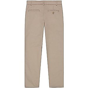 Nautica Husky Boys' Uniform Flat Front Pant, Khaki, Large/14 - Husky