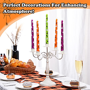 Halloween Witch Taper Candles 10 Inch Tall Decorative Candles Set of 6 Unscented Ghost Candlesticks Halloween Party Dinner Table Decorations Unique Purple Orange Green Candles