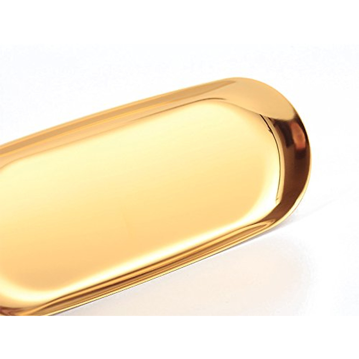 MEOLY Serving Tray Ellipse Tray Stainless Steel Summit Serving Tray Storage Disk Fruit Tray Jewellery Tray Organizer, 2pcs Pack (Gold)