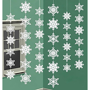 jollylife 12PCS Snowflake Garland Winter Party Wonderland Birthday Decorations - Christmas Snow Flake Streamers Strings Hanging Decor
