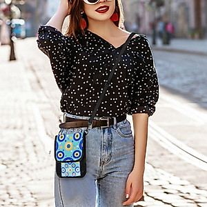 Vnurnrn Crossbody Bags Cell Phone Wallet Purses for Women, Evil Eyes Travel Purses with Card Slots, 6 x 7.5 inch