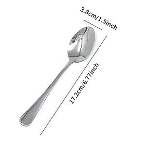 Honbay 4-Piece 17.2cm/6.77inch Oval Shape Stainless Steel Dinner Spoons Soup Spoons for Home, Restaurant, Office, School and More