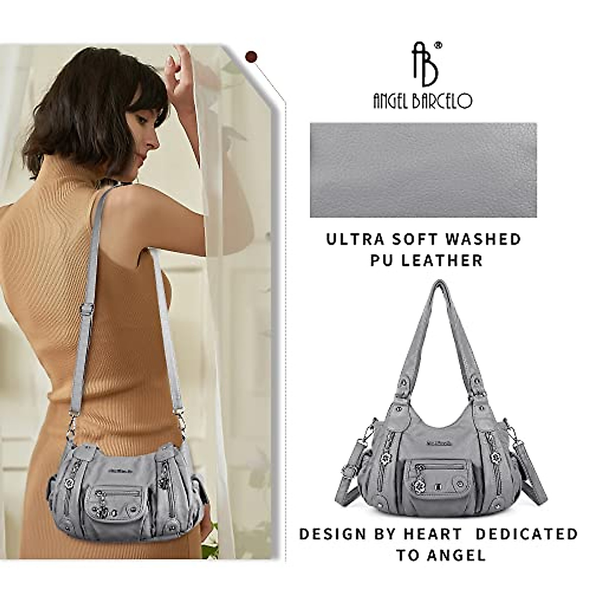 Handbag Hobo Women Handbag Roomy Multiple Pockets Street ladies' Shoulder Bag Fashion PU Tote Satchel Bag for Women