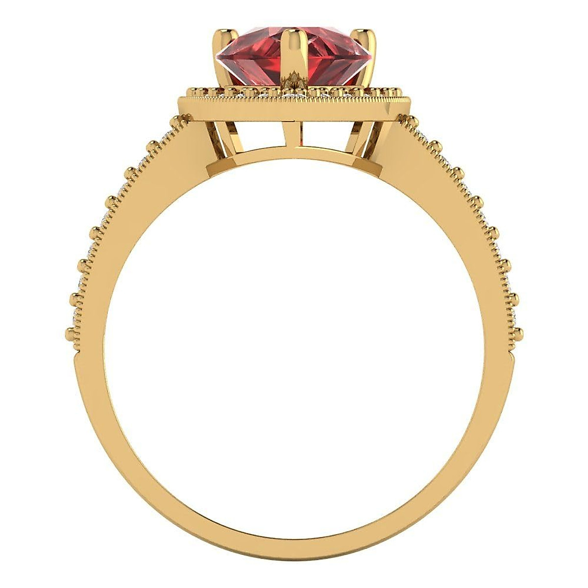 Clara Pucci 2.01 ct Pear Cut Solitaire Halo Natural Garnet Designer Anniversary Bridal Engagement Ring 14k Yellow Gold