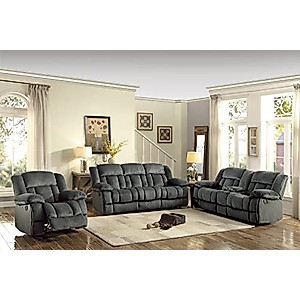 Homelegance Laurelton 90" Microfiber Double Reclining Sofa, Gray
