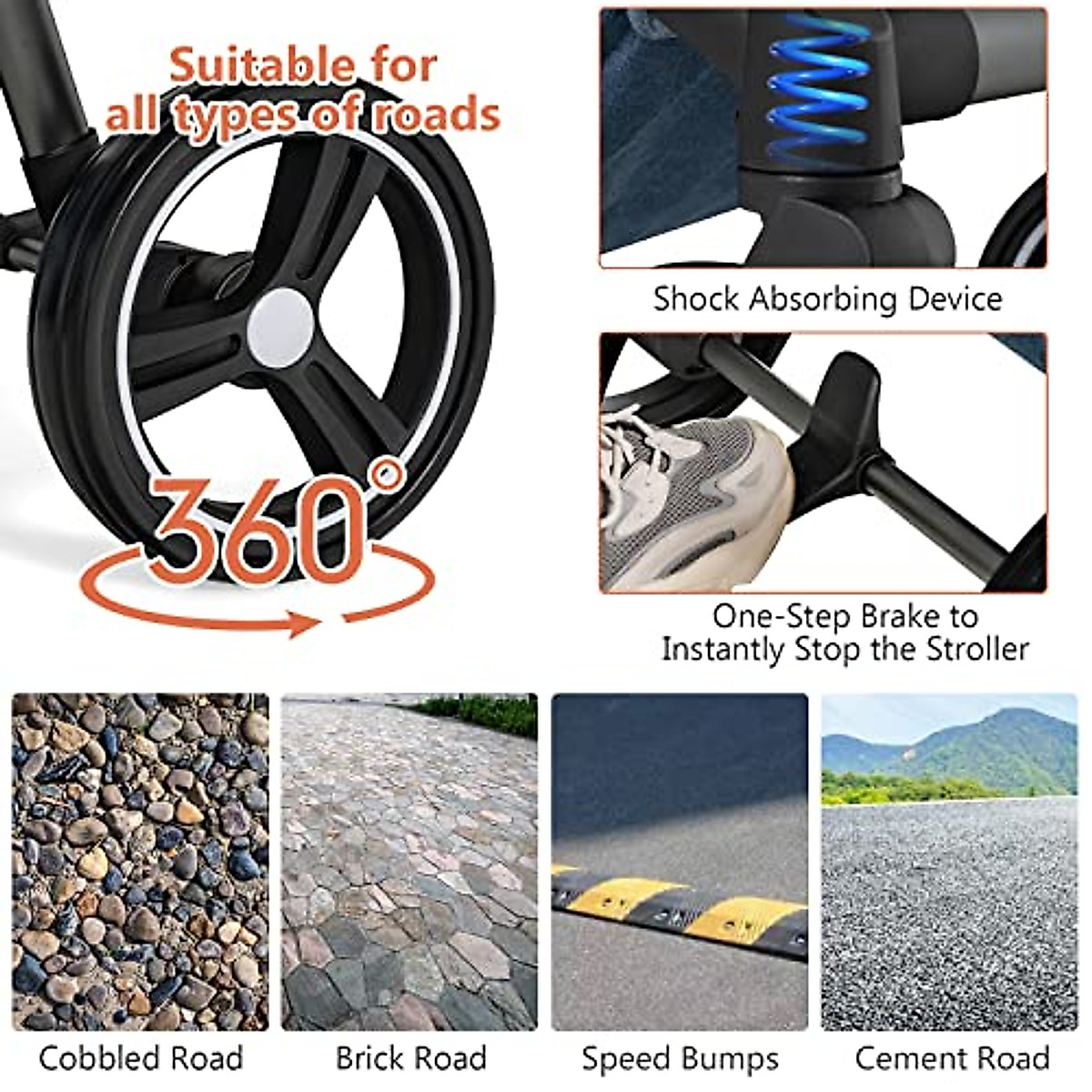 INFANS 2 in 1 High Landscape Convertible Baby Stroller, Newborn Reversible Bassinet Pram, Foldable Pushchair with Adjustable Canopy, Aluminum Structure, 5-Point Harness for Infant & Toddler