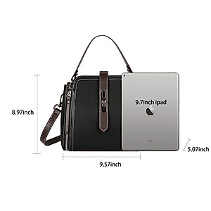 HESHE Leather Purses and Handbags Shoulder Bags Satchel Purses Ladies Pocketbook Bag Designer Crossbody Bags (Black)