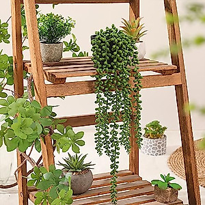 Floweroyal 2pcs Fake Hanging Plants Fake Potted String of Pearls Succulent Plants Small Faux Plants for Indoor Outdoor Shelf Wall Decor