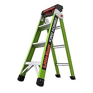Little Giant Ladders, King Kombo, Professional, 4 ft. A Frame, 7 Ft. Extension, Fiberglass, Type 1AA, 375 lbs weight rating, (13470-001)