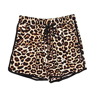 Kafeimali Women's Fashion Summer Leopard Beach Shorts Casual Short Pants (M)
