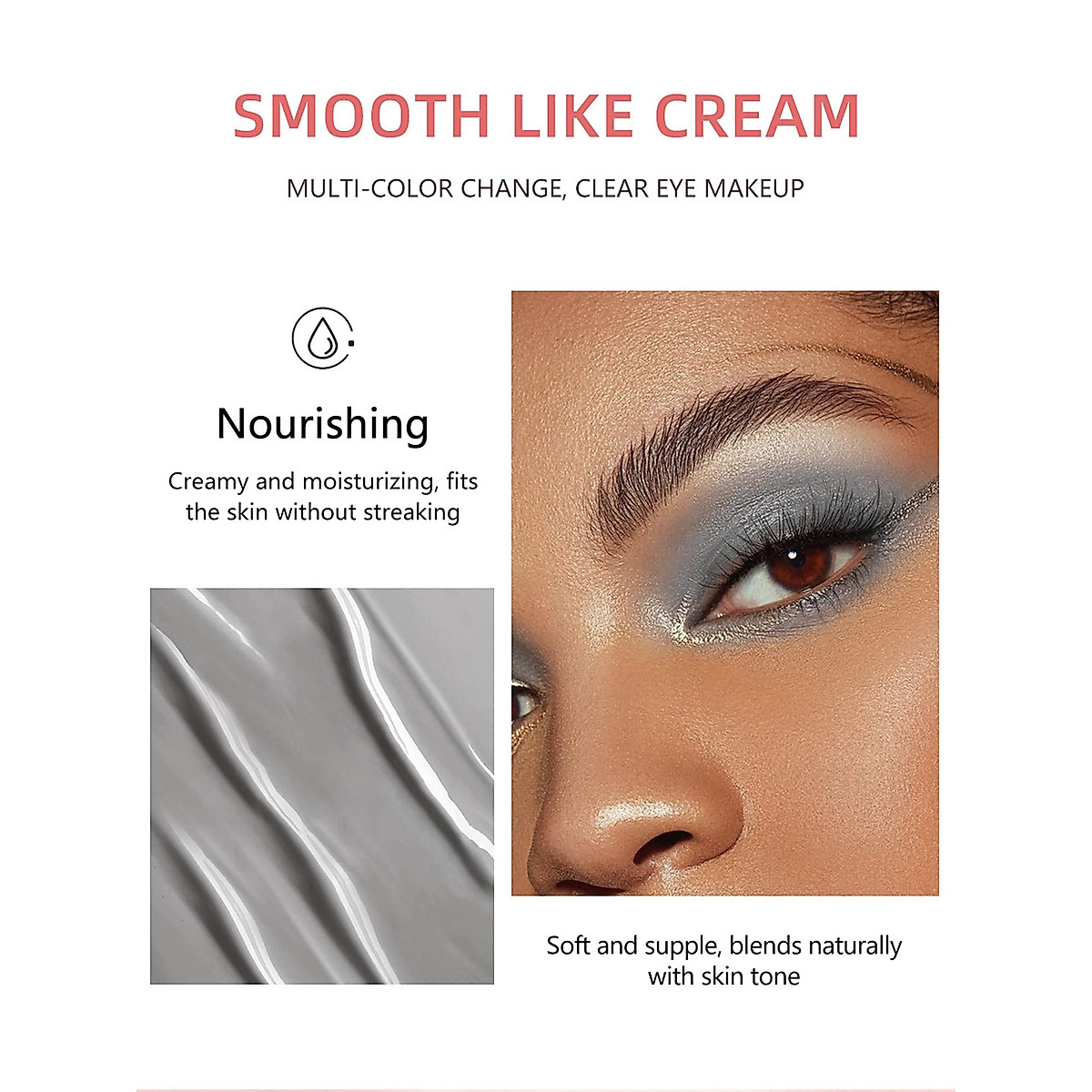 MAEPEOR Liquid Glitter Eyeshadow Set 9 Colors Black Grey Silver Smokey Eyeshadow Longlasting Waterproof Smooth Creamy Eyeshadow Set (9 Colors Set 1)