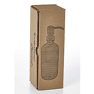 Clear Soap Dispensers with Gun Metal Soap Pumps, 8oz and 16oz Clear Bottles. Comes with Non Slip Coaster/Countertop Protector