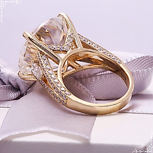 Dsnyu 585 Yellow Gold 14K Woman Engagement Ring, 8ct Moissanite Couple Rings Gold, 4-Prong Round Customized Size Rings for Couples for Wedding