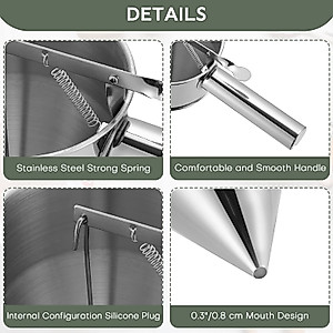 AMGSH Stainless Steel Pancake Batter Dispenser, Piston Funnel Dispenser with Stand Detachable Handle for Takoyaki Baking Cake Desserts (600ML/20OZ)