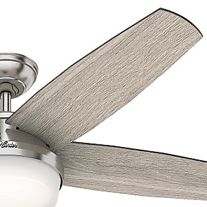 Hunter Fan 52 inch Contemporary Brushed Nickel Indoor Ceiling Fan with Light Kit and Remote Control (Renewed)