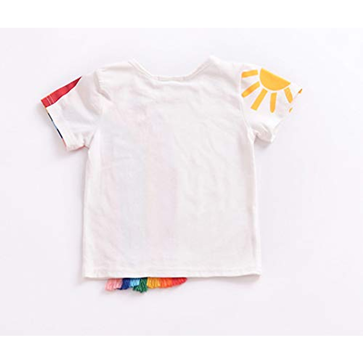 Toddler Kids Baby Boy Girl Short Sleeve Tassel Rainbow T-Shirt Striped Summer Casual Tops (White, 4-5T)
