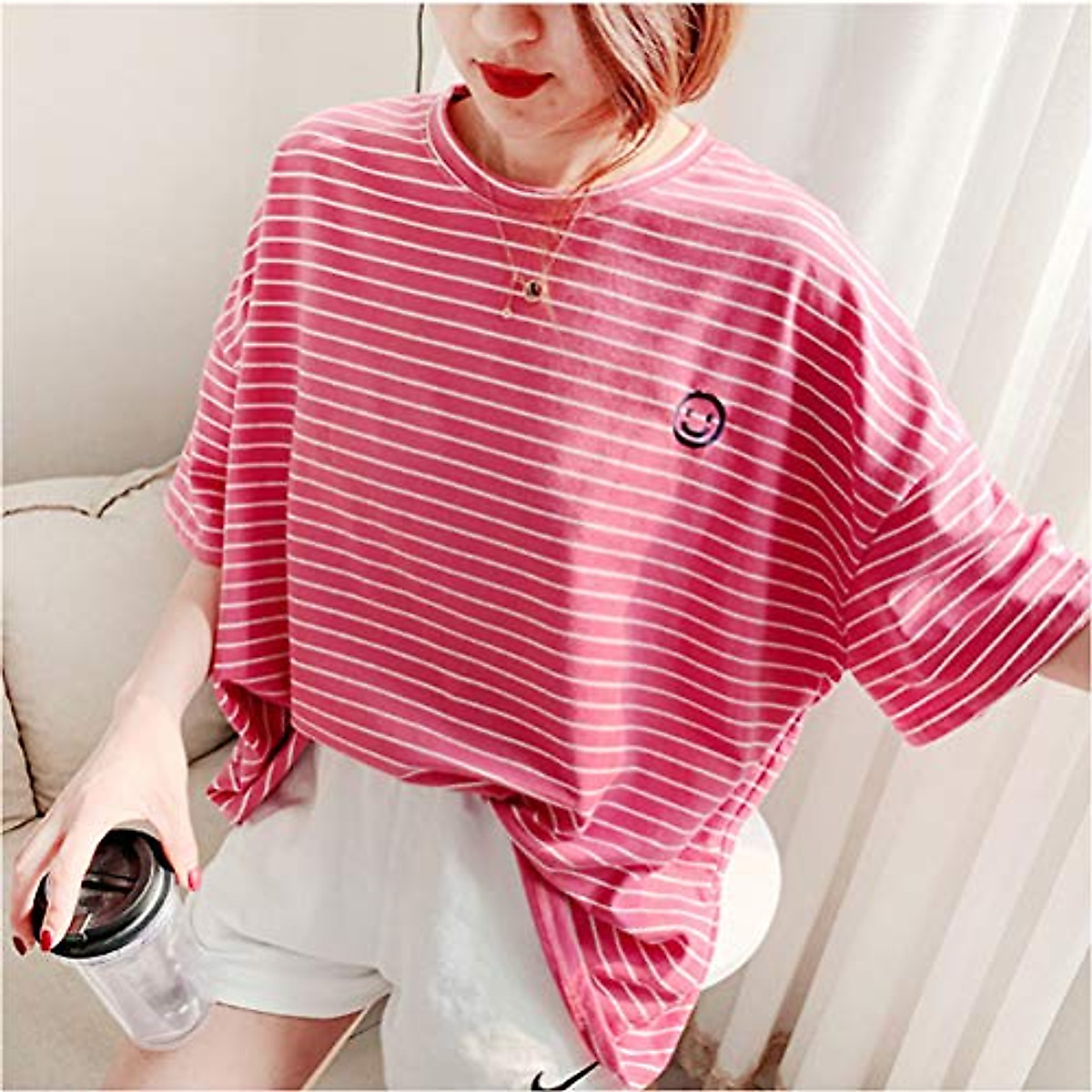LXYDD Family Matching Set Matching Dog and Owner Clothes Pink Striped Cotton T Shirt Small Dog Clothes,Suitable for Small Dogs/Cats,M