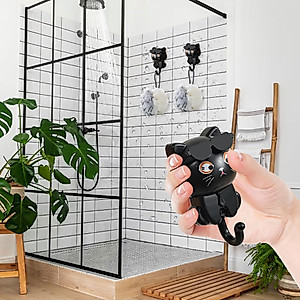 Cute Cat Key Hook, Cartoon Cat Creative Gravity Hook with Sunglasses, Adhesive Coat Hooks for Wall Decorative, Wall Mounted Hook for Hanging Bag, Scarf, Hat (Black+White)