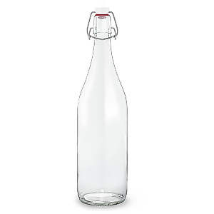 Le Parfait Pitchers | 32oz (Pack of 3) 1 Liter Glass Swing Top Milk Pitcher with Printed Logo & Airtight Swing Stopper | Glass Pitcher for Drinks, Smoothie, Preserving Juices & Salad Dressing