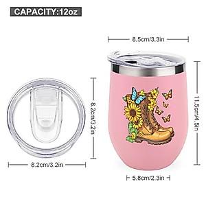 Boots Butterfly Sunflower Flowers Insulated Tumbler with Lid Stainless Steel Coffee Mug Cute Wine Tea Water Cup Pink-style