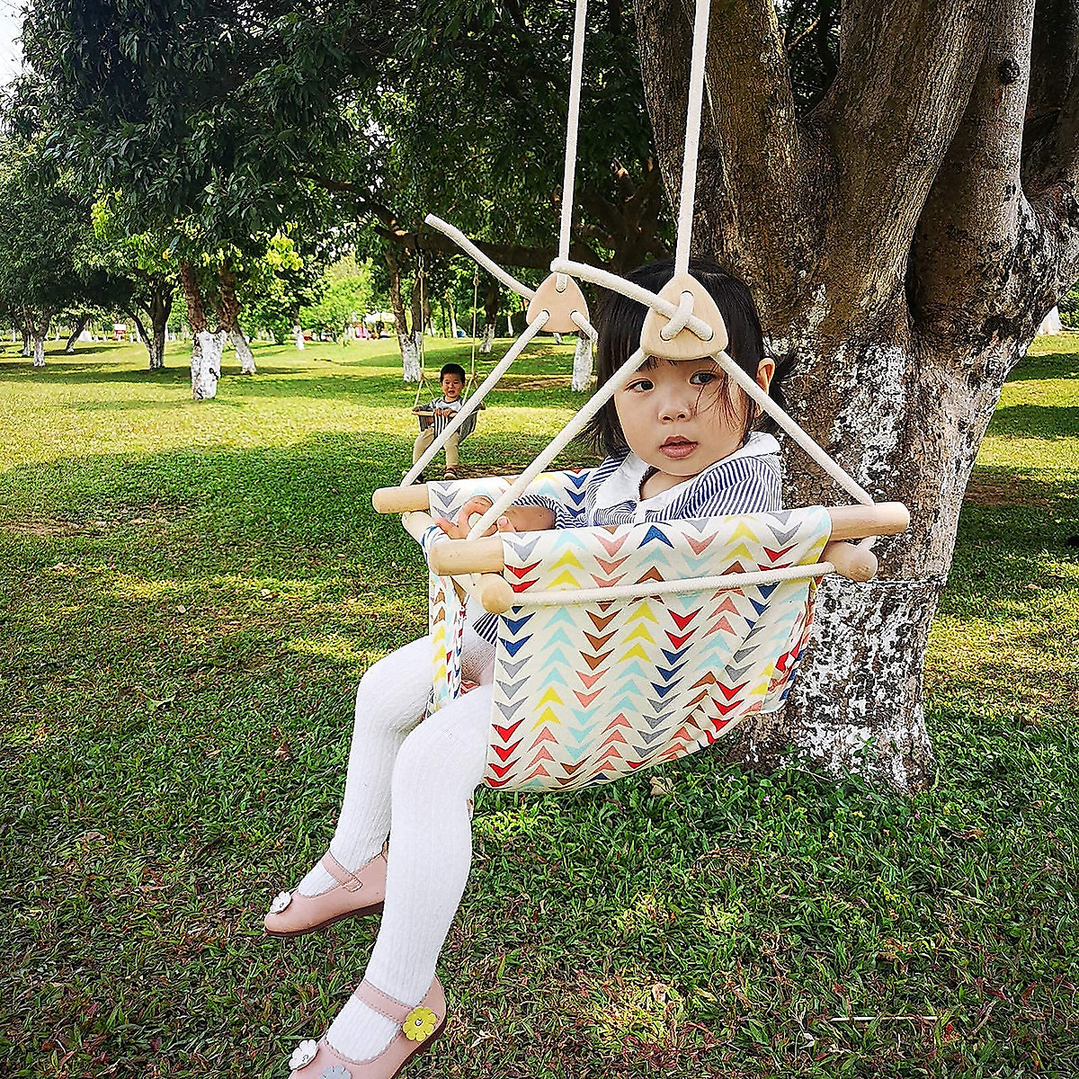 Hanging Baby Swing Outdoor Baby Swing for Infants Hanging Swing Chair for Baby Outdoor Canvas Toddler Swing Indoor Outdoor for Outside Tree Backyard Indoor Baby Swing Hammock