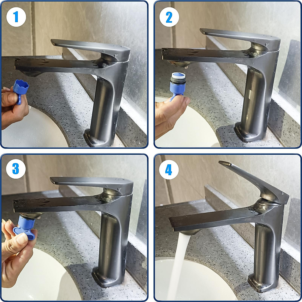 4PCS Faucet Cache Aerator and 1PCS Key, 21.5mm Water Saving Flow Restrictor Set Replacement Parts for Kitchen High Speed Bathroom Sink (1.8GPM)