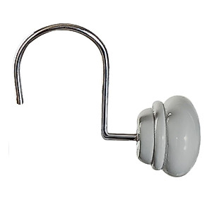 Creative Scents Grey Shower Curtain Hooks Decorative - Set of 12 Gray Shower Curtain Rings for Bathroom Shower Rod - Decorative Shower Hooks for Shower Curtain for Bathroom Decor