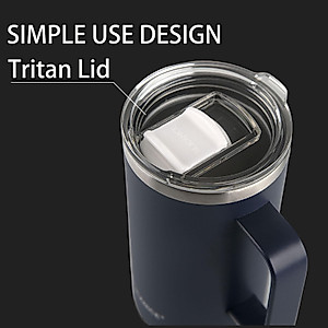 SILICANICE 14 oz Stainless Steel Vacuum Insulated Tumbler with handle & MacSlider Lid, Dishwasher Safe & Spill Proof Coffee Cup, Travel Mug for Hot/Cold Drinks, Durable Design - Navy